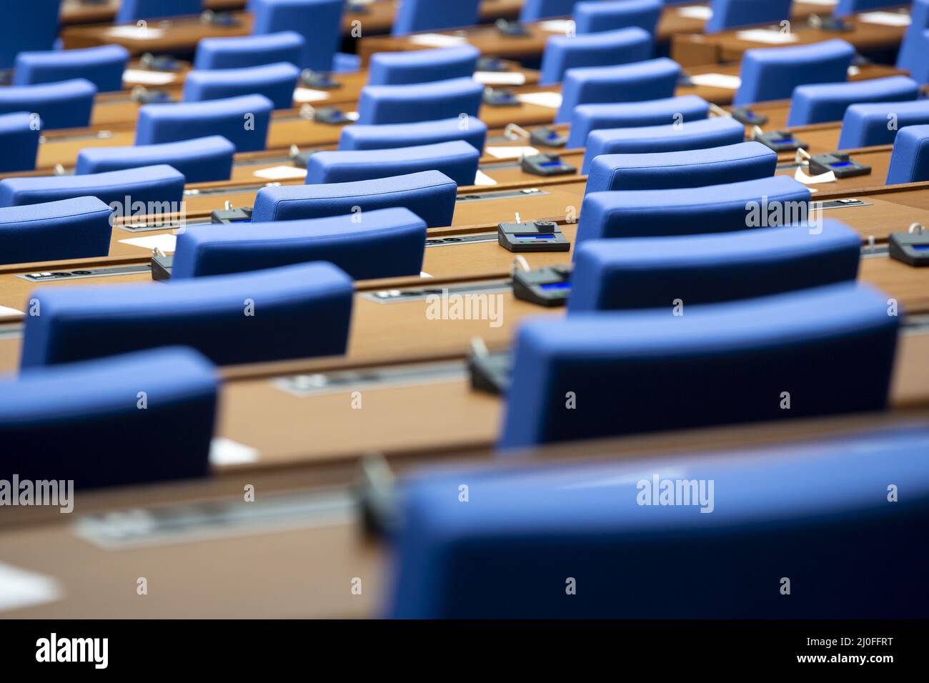 Inside of an empty parliament Stock Photo - Alamy