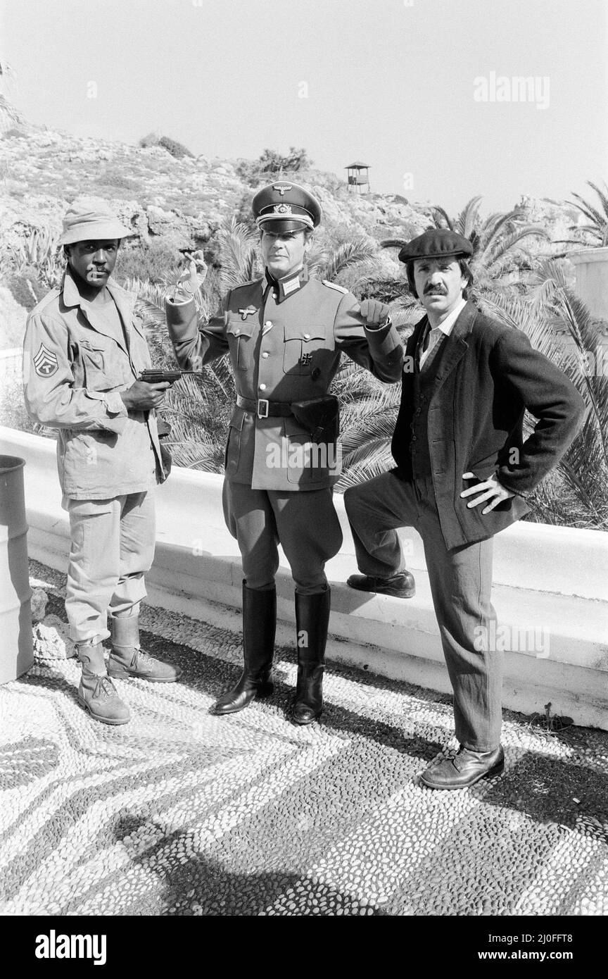 Richard Roundtree, Roger Moore and Sonny Bono on the set of 'Escape to ...