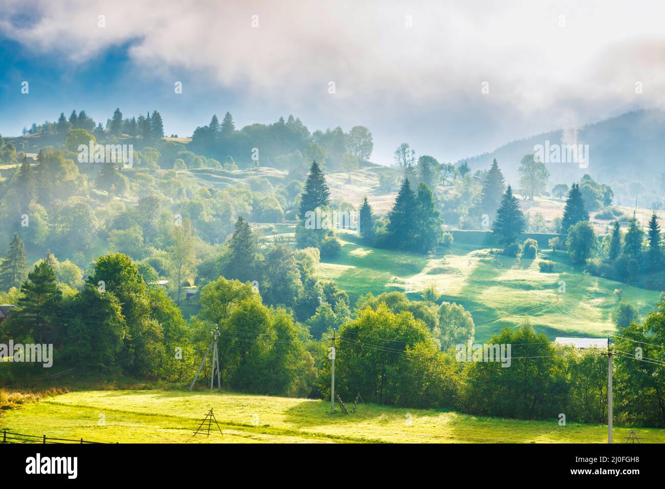 Nature landscape of green hills Stock Photo - Alamy