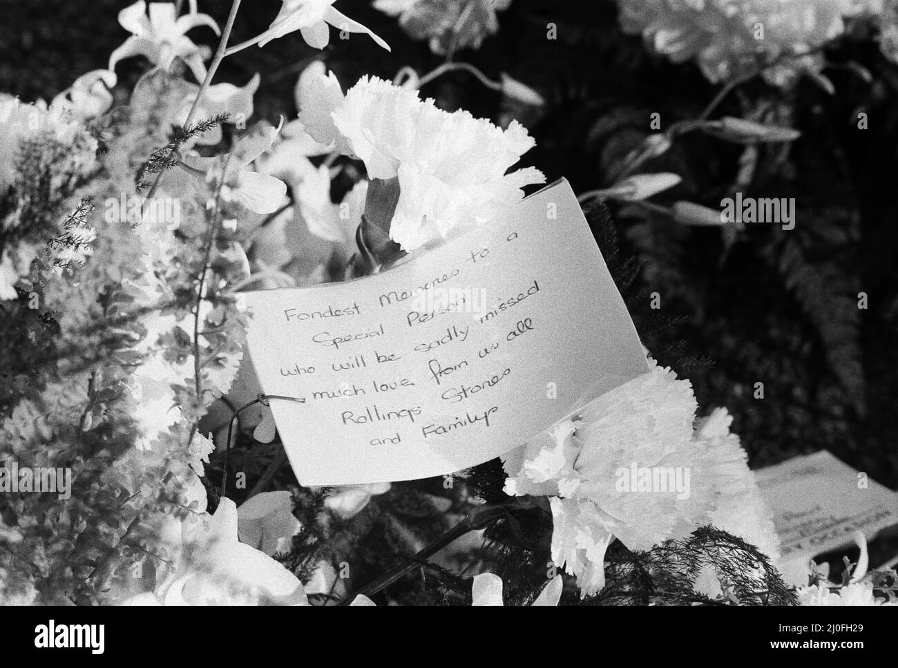 The funeral of Keith Moon, drummer of the British rock group The Who at ...