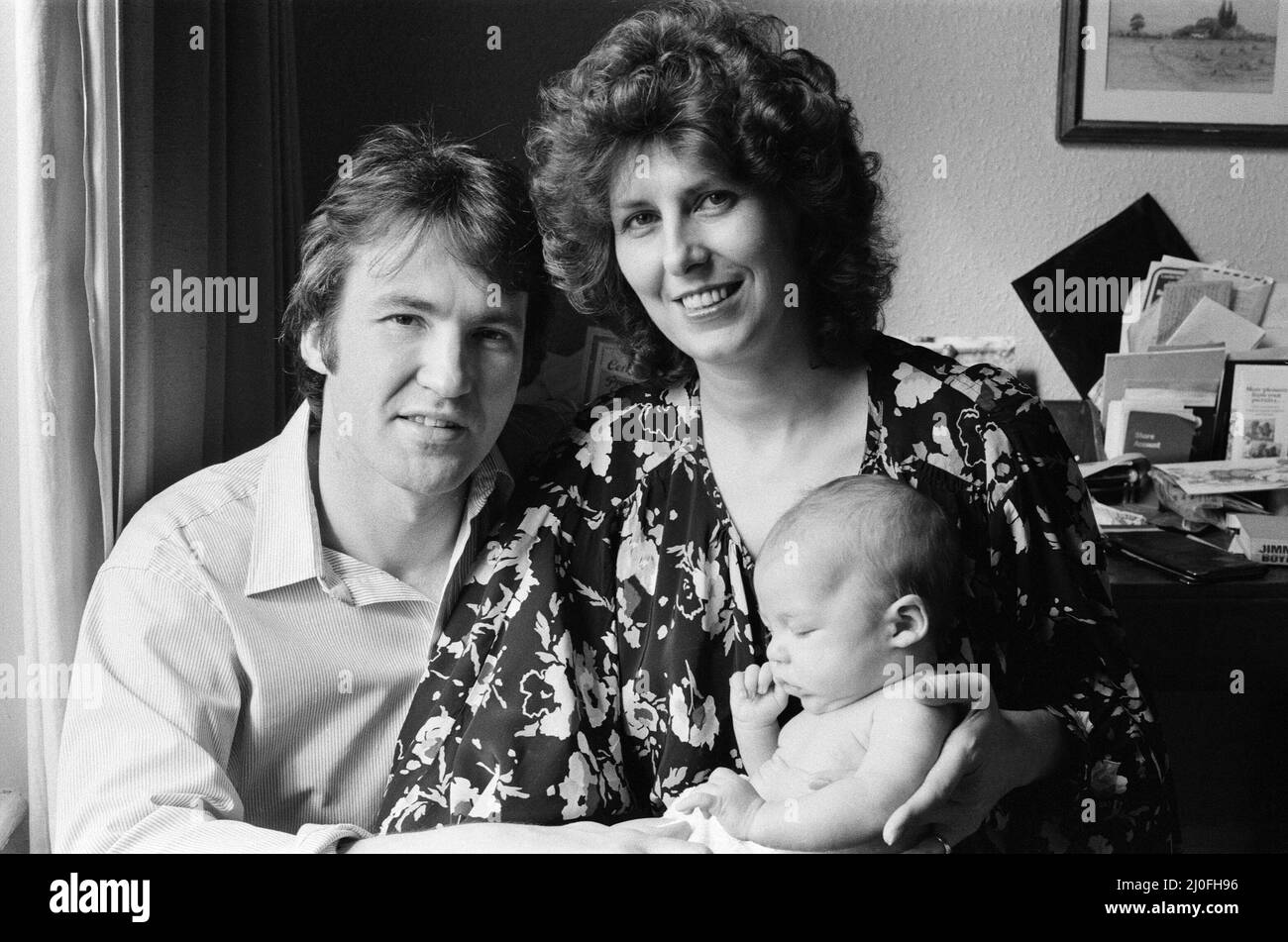 Actor Larry Lamb with his wife Linda and three month old son George ...