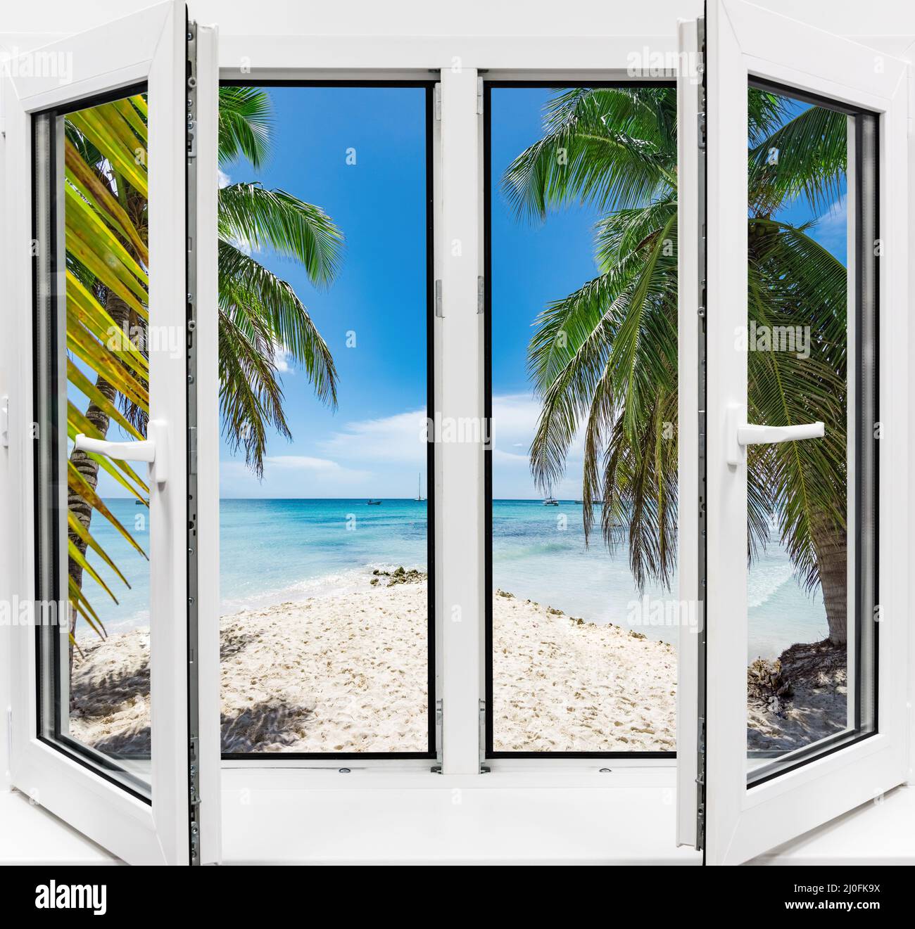 Ocean view window Caribbean Dominican Republic Stock Photo - Alamy
