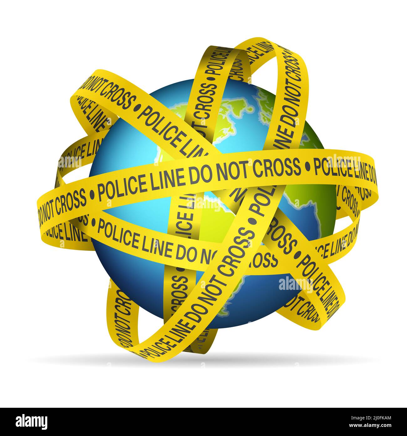 World globe police tape on a white background. Vector illustration ...