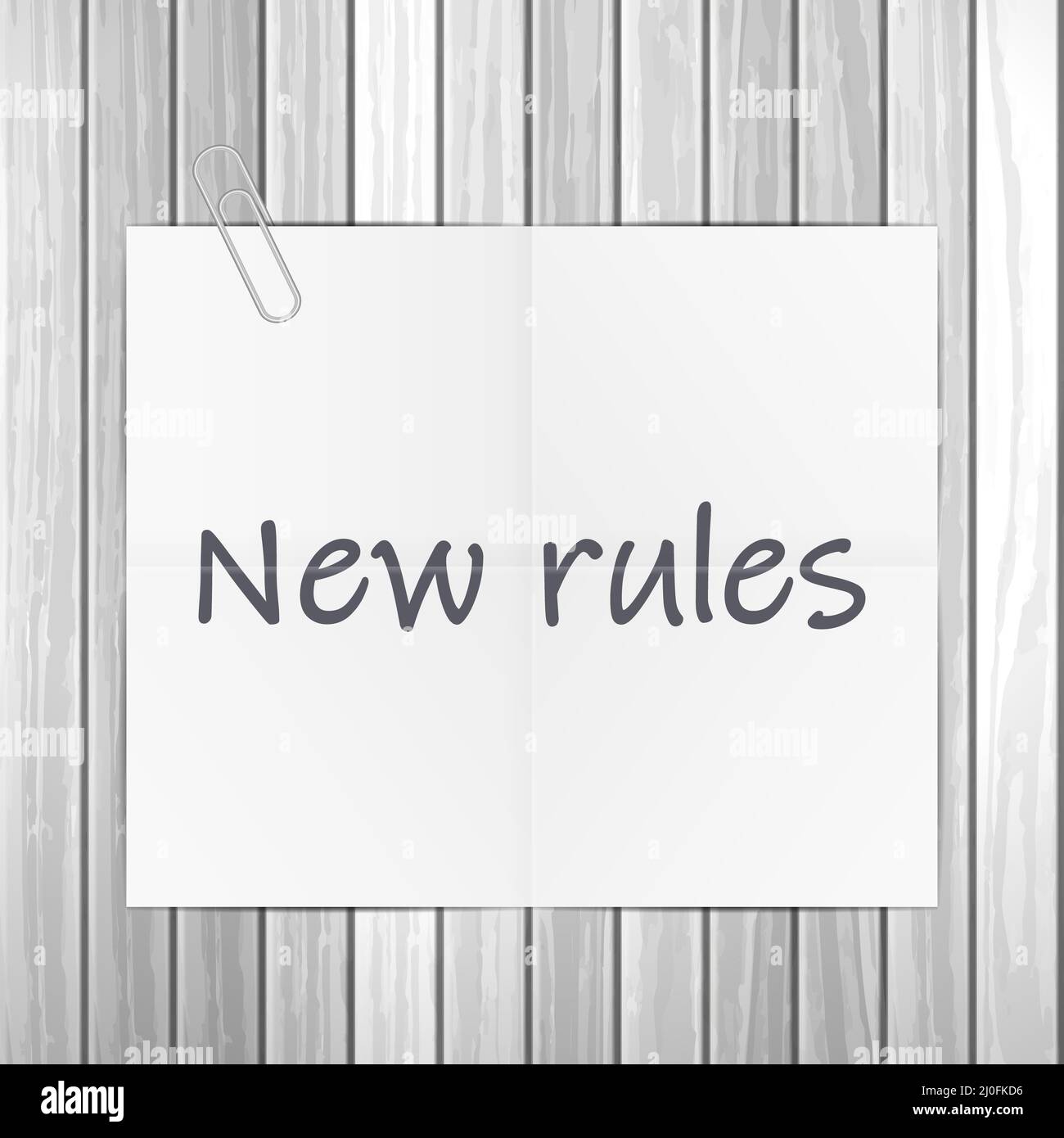Notepad new rules text on wooden background. Vector illustration Stock ...