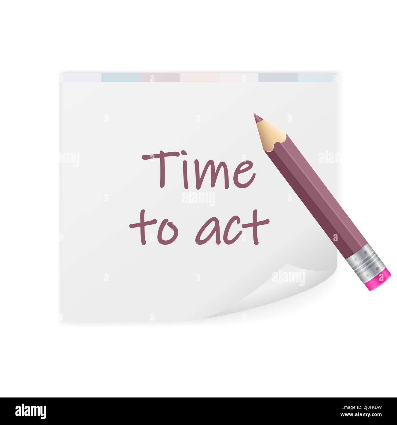 Notepad time to act text on a white background. Vector illustration ...