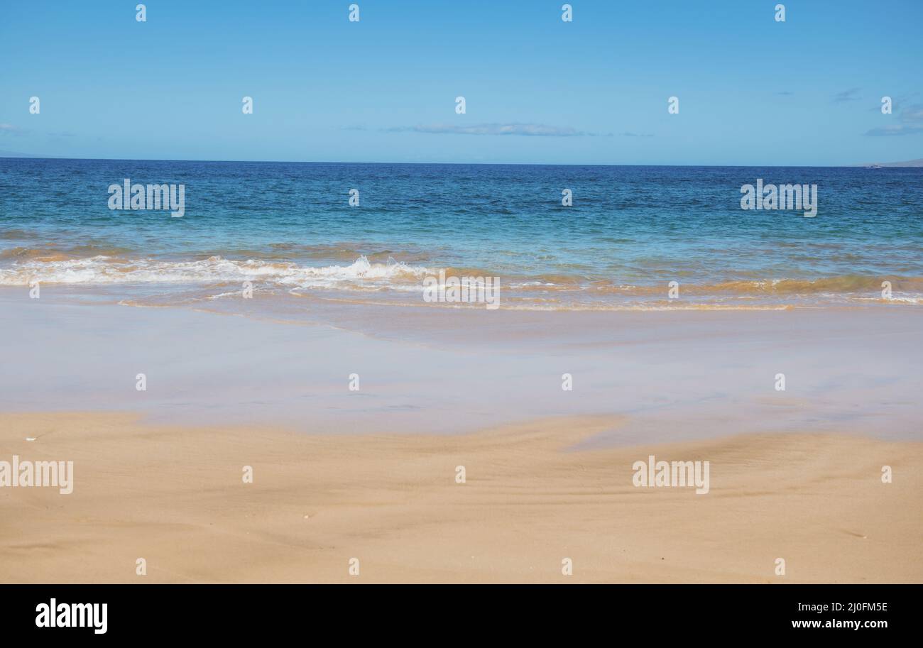 Sea background, nature of tropical summer beach with rays of sun light ...