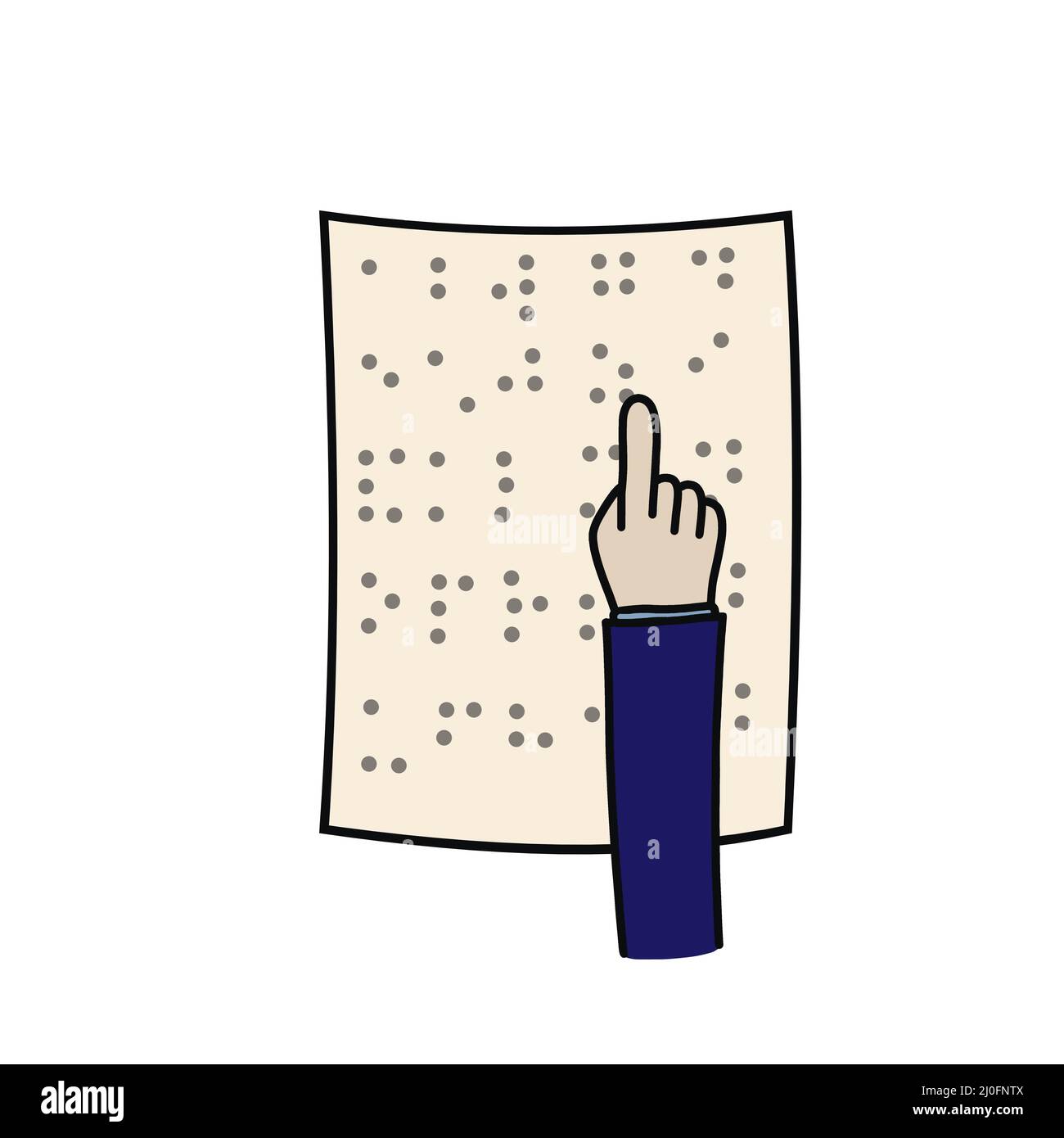 Text of a braille alphabet in a book for blind people and a hand Stock ...