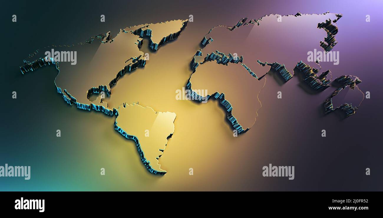 Fullscreen 3D world map Stock Photo - Alamy