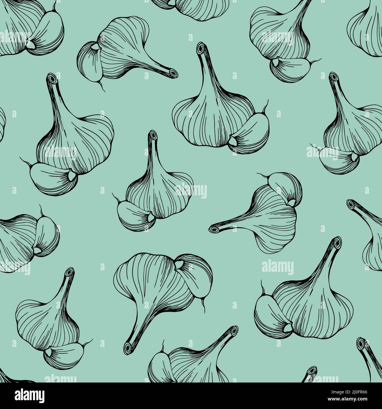 A simple pattern of garlic. seamless pattern of garlic on a green ...