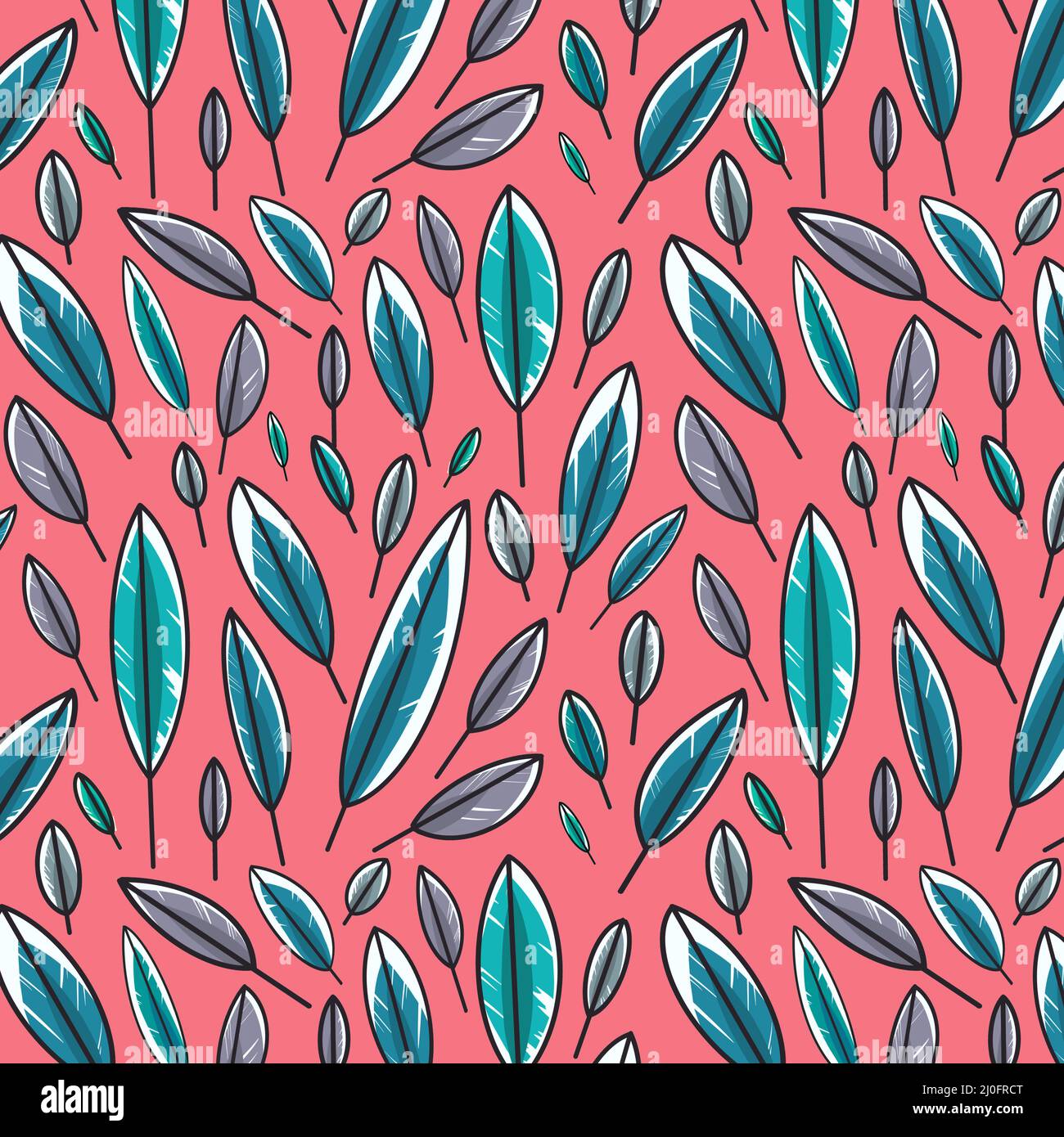 Colorful leaf pattern isolated on pink background. Seamless feather ...