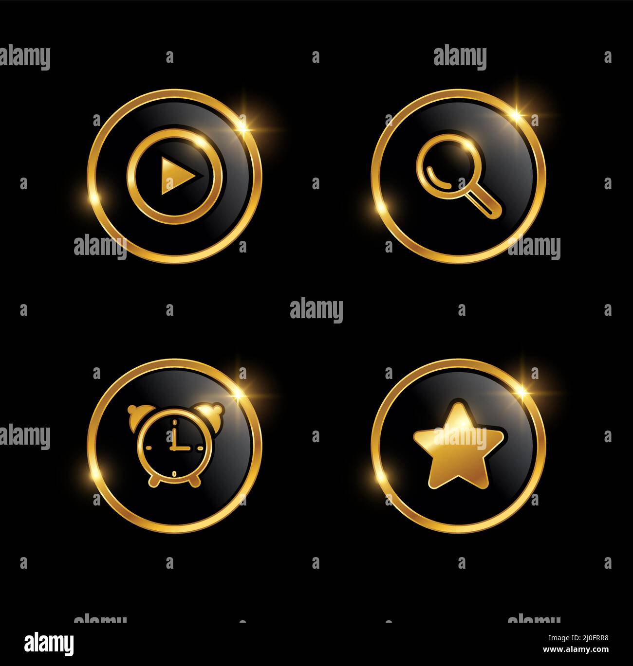 A Vector Illustration set of Golden Web Development Icon Set in black ...