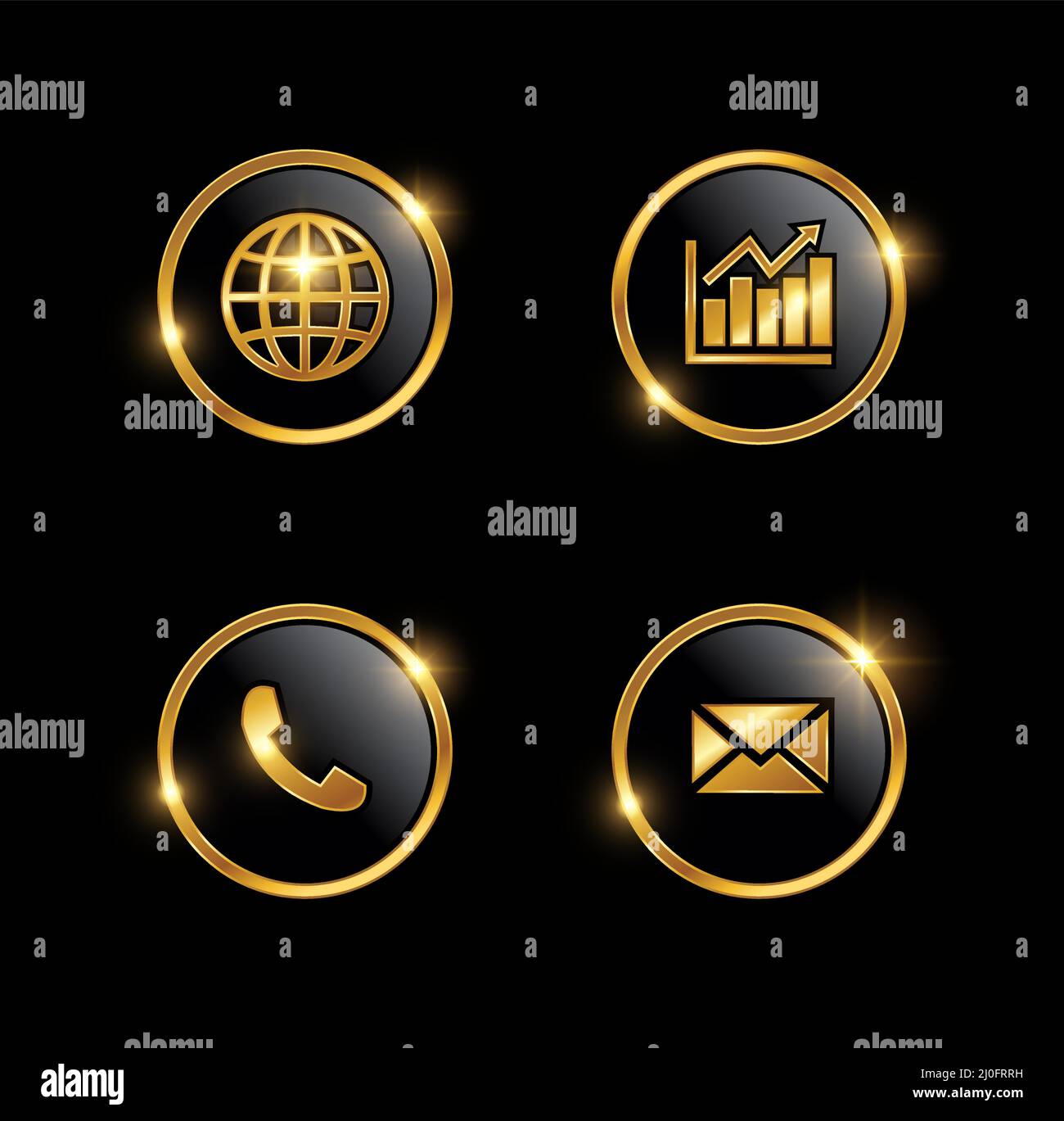 A vector Illustration set of Golden Web Development Icon Set Stock ...