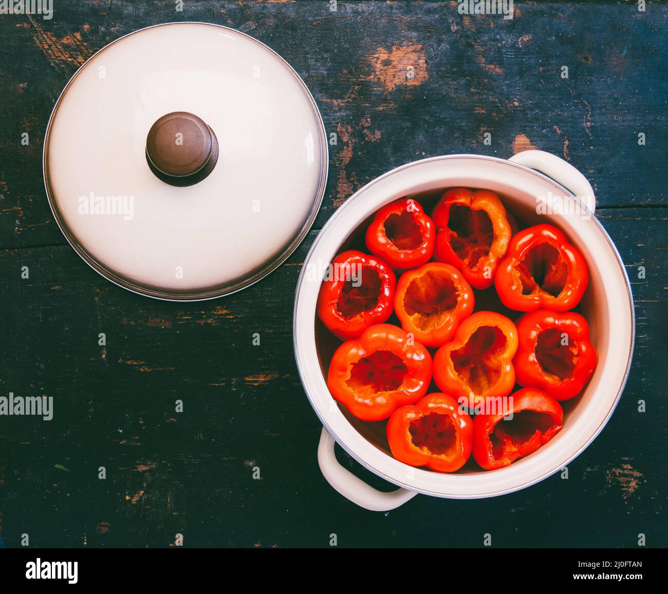 Bell peppers top view red pepper hi-res stock photography and images ...