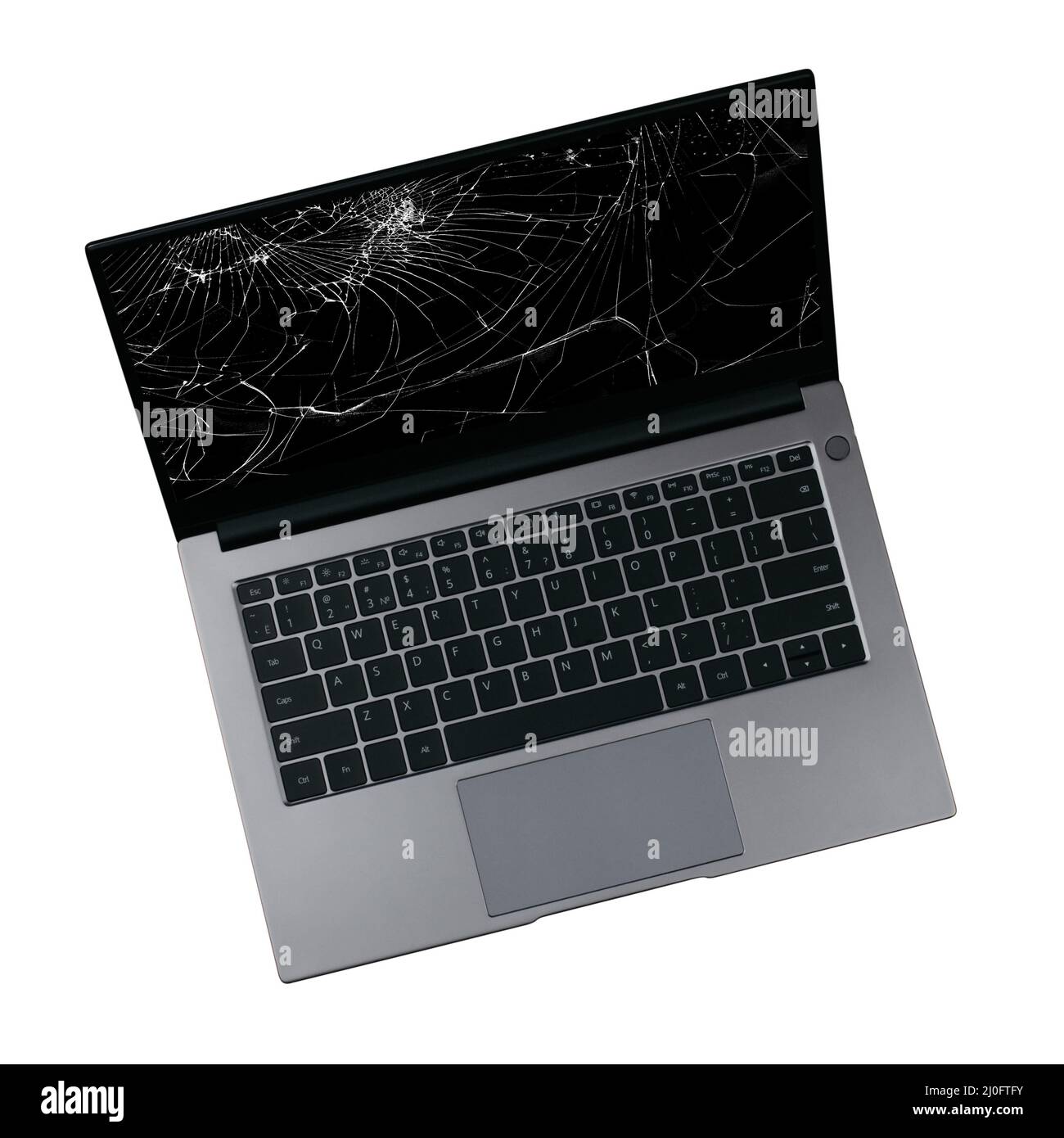 Photo laptop on table Cut Out Stock Images & Pictures - Alamy
