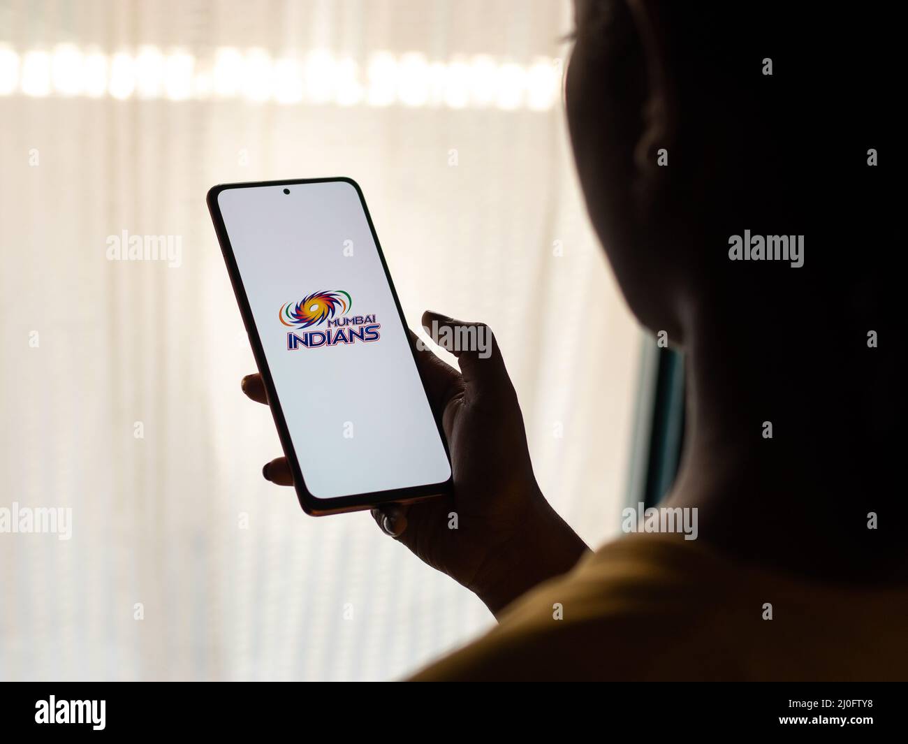 West Bangal, India - March 18, 2022 : Mumbai Indians logo on phone ...