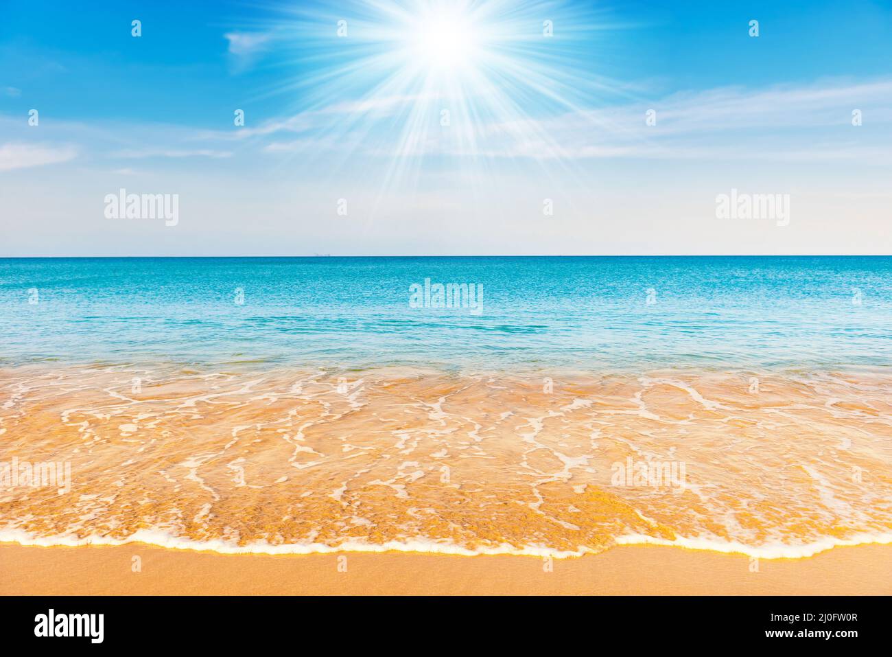 Blue sea water and sand beach Stock Photo - Alamy