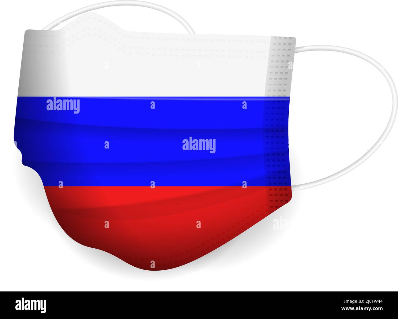 Medical mask Russia flag on a white background. Vector illustration ...