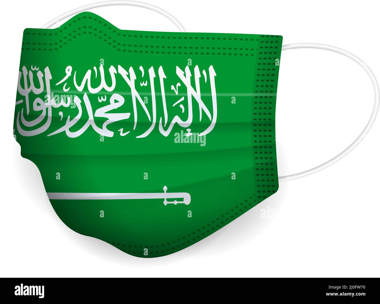 Medical mask Saudi Arabia flag on a white background. Vector ...