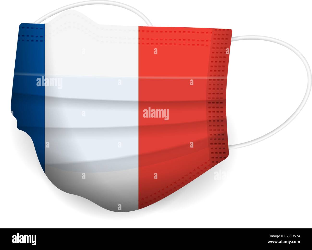 Medical mask France flag on a white background. Vector illustration ...