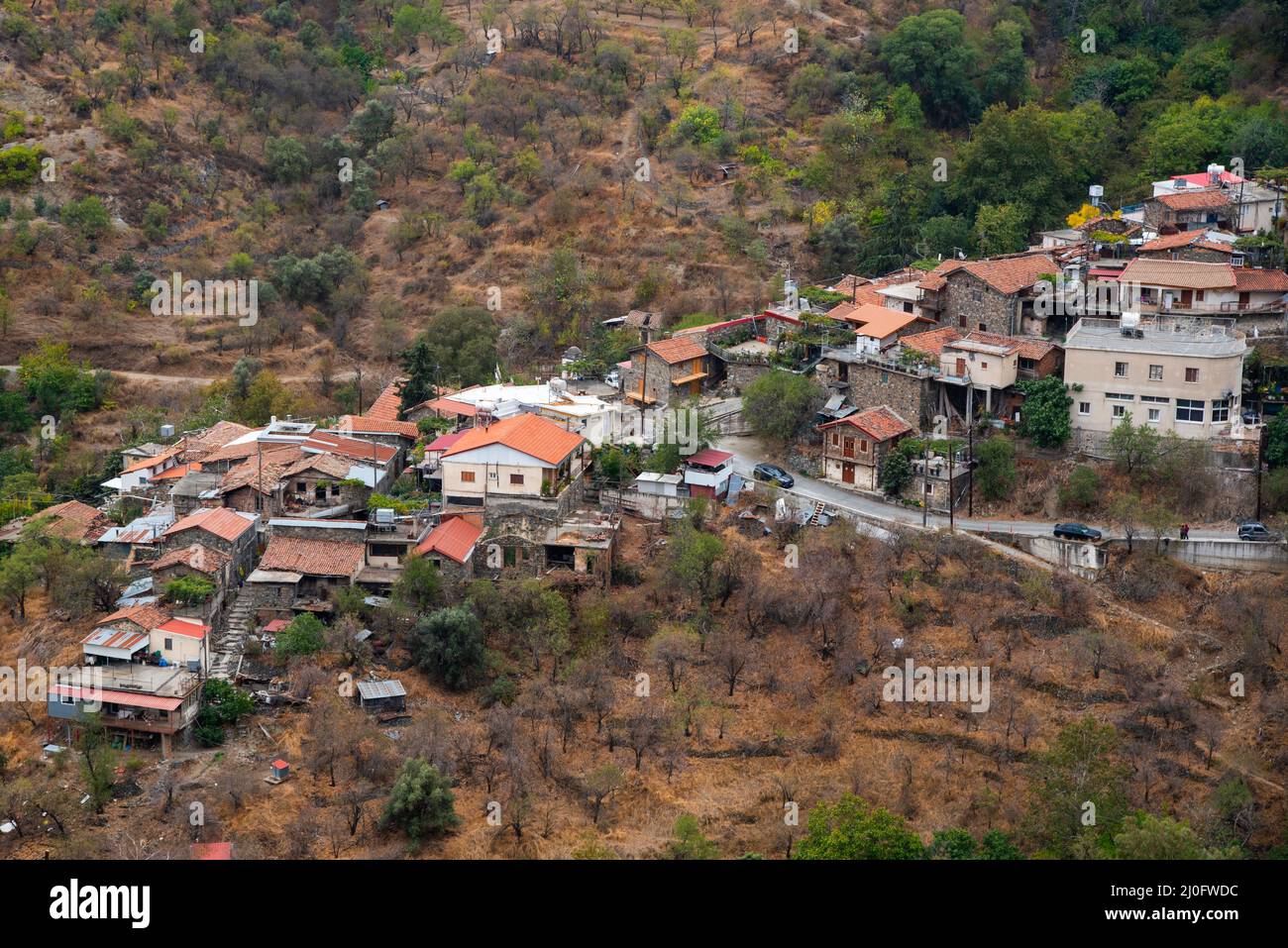 Mountain village of Askas Troodos mountain in autumn in Cyprus Stock ...
