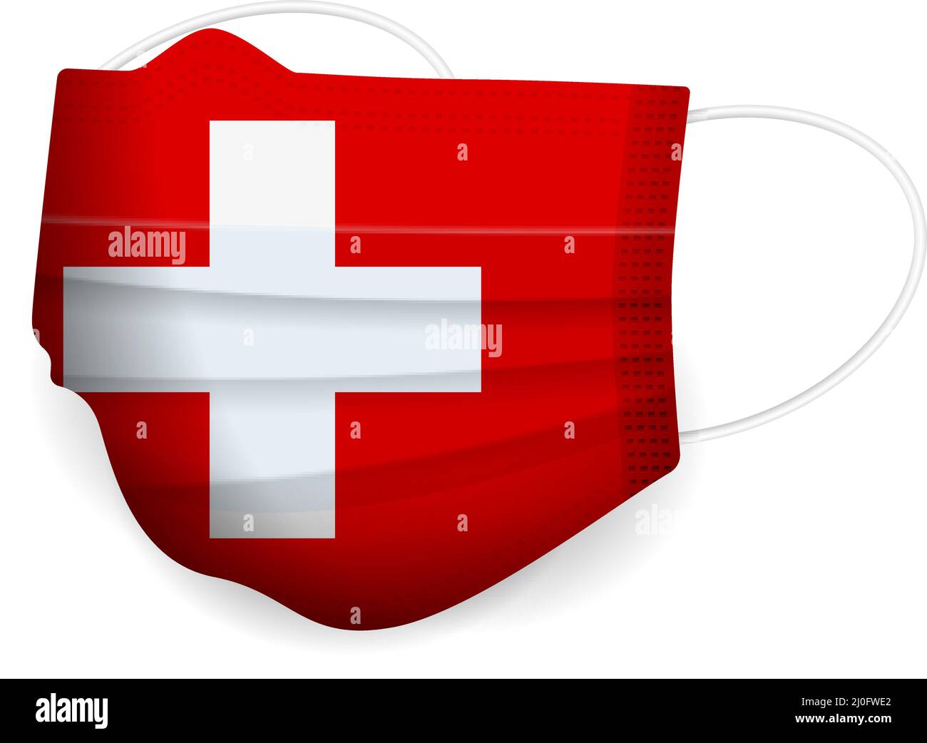 Medical mask Switzerland flag on a white background. Vector ...