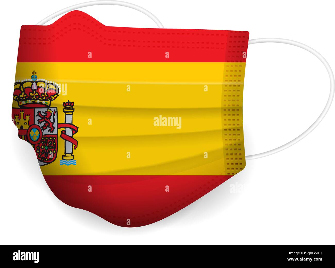 Medical mask Spain flag on a white background. Vector illustration ...