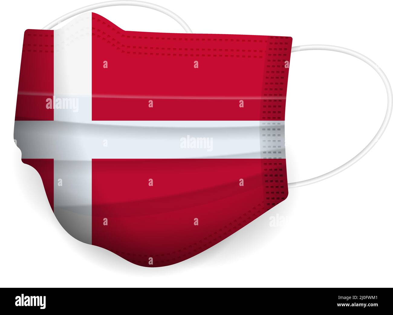 Medical mask Denmark flag on a white background. Vector illustration ...