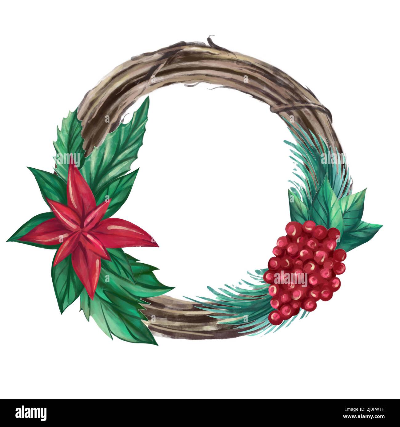 Wreath poinsettia mistletoe holly Cut Out Stock Images & Pictures - Alamy
