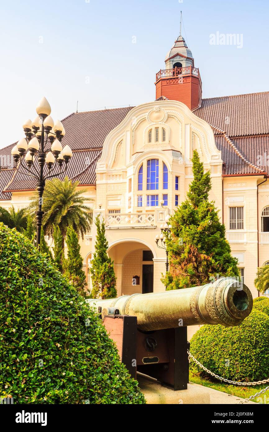 Beautiful of old cannon at Phra Ramratchaniwet Palace (Wang Ban Peun ...