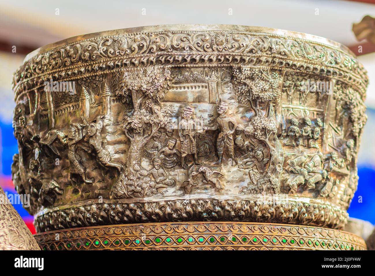 Beautiful Ancient Thai genuine silver bowl, retro engraved silverware ...
