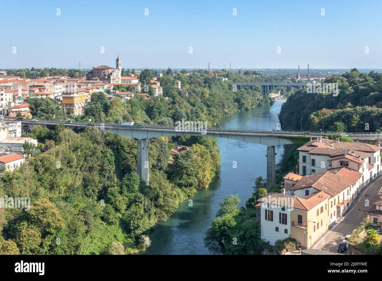 Aerial view Trezzo sull'Adda Stock Photo - Alamy