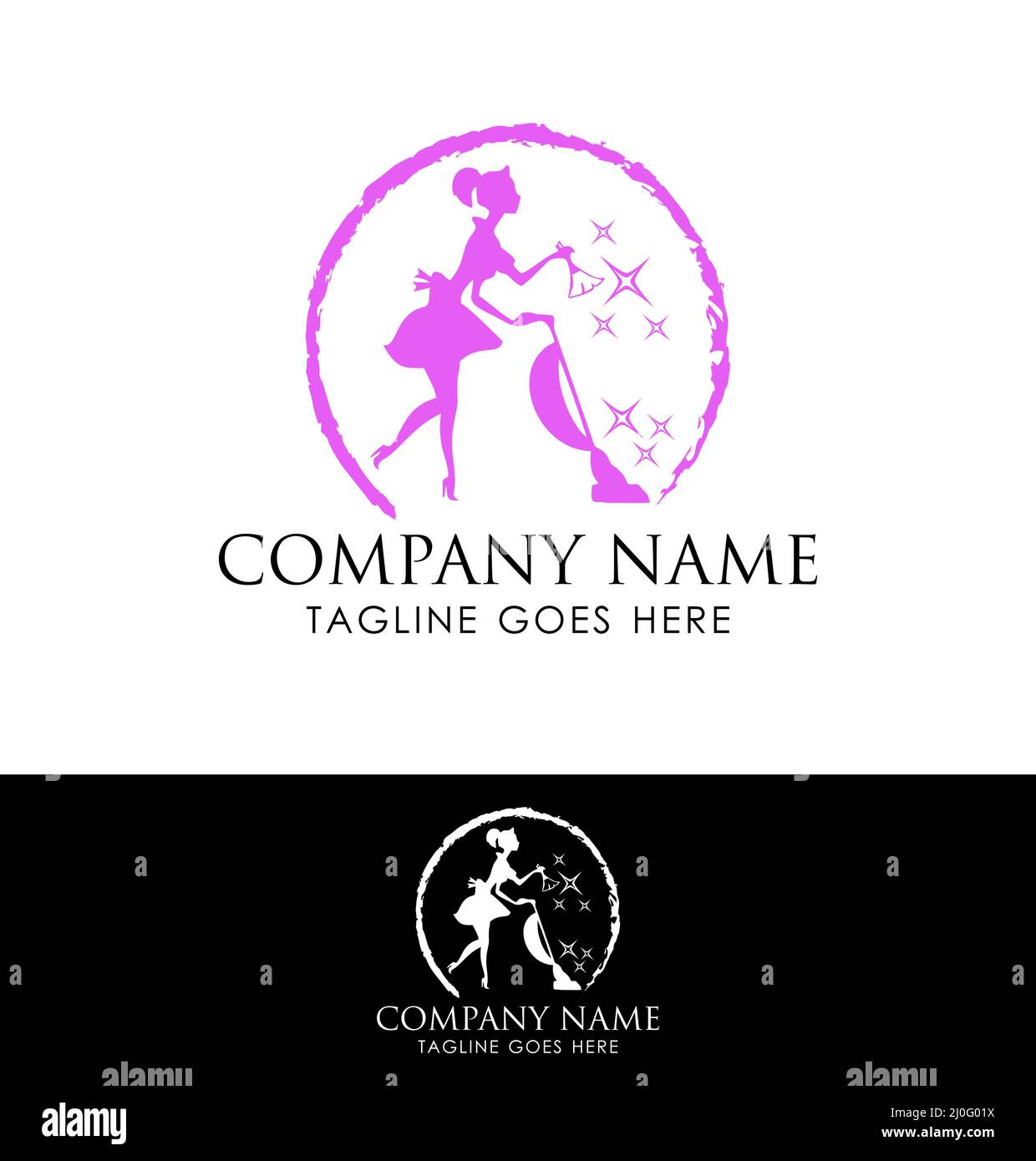 A vector Illustration set of Housekeeper Maid Logo Sign Stock Vector ...