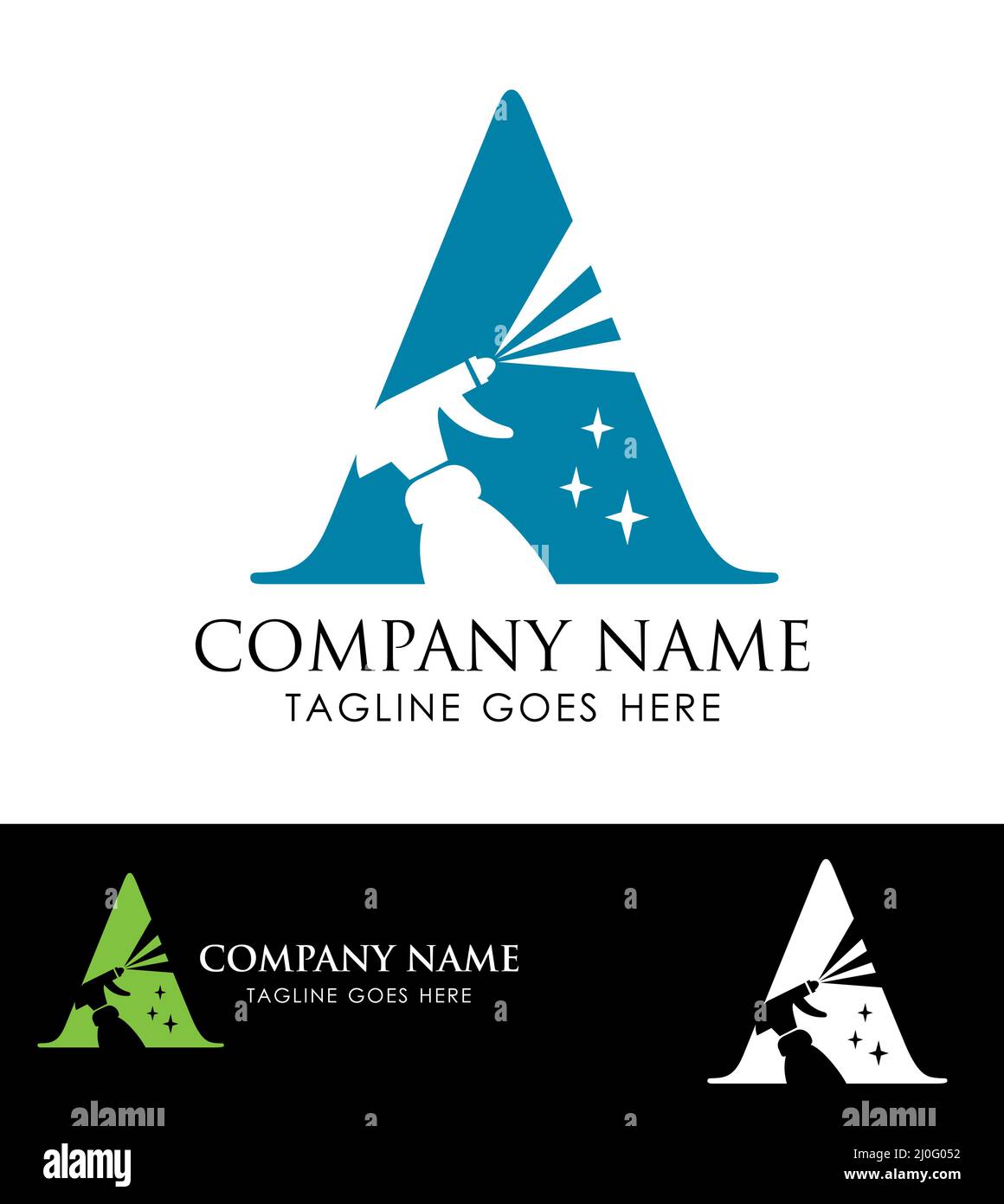 A vector illustration set of Cleaning Monogram Logo Letter A Stock ...