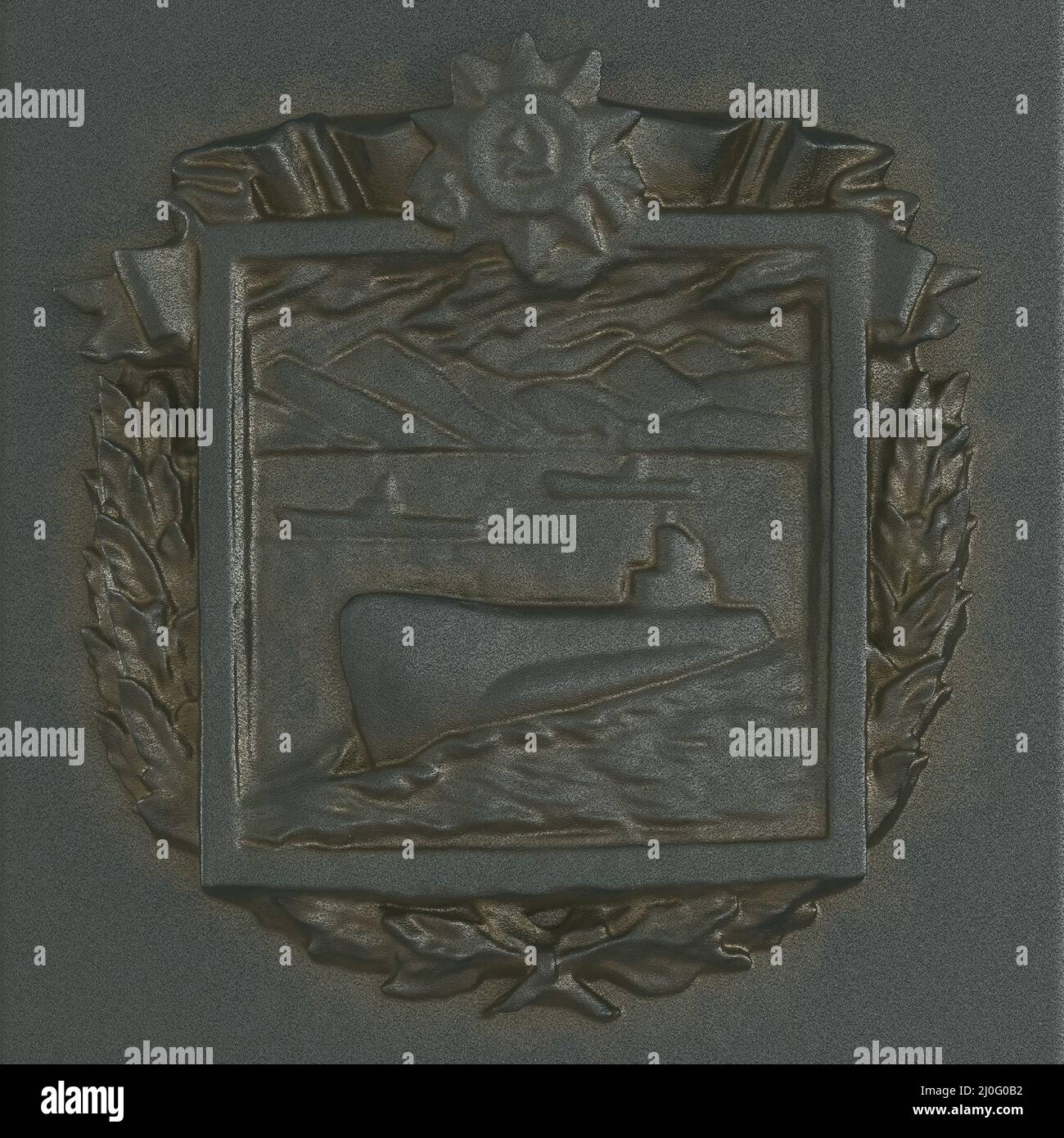 Soviet military iron bas-relief with a submarine hammer and sickle for ...