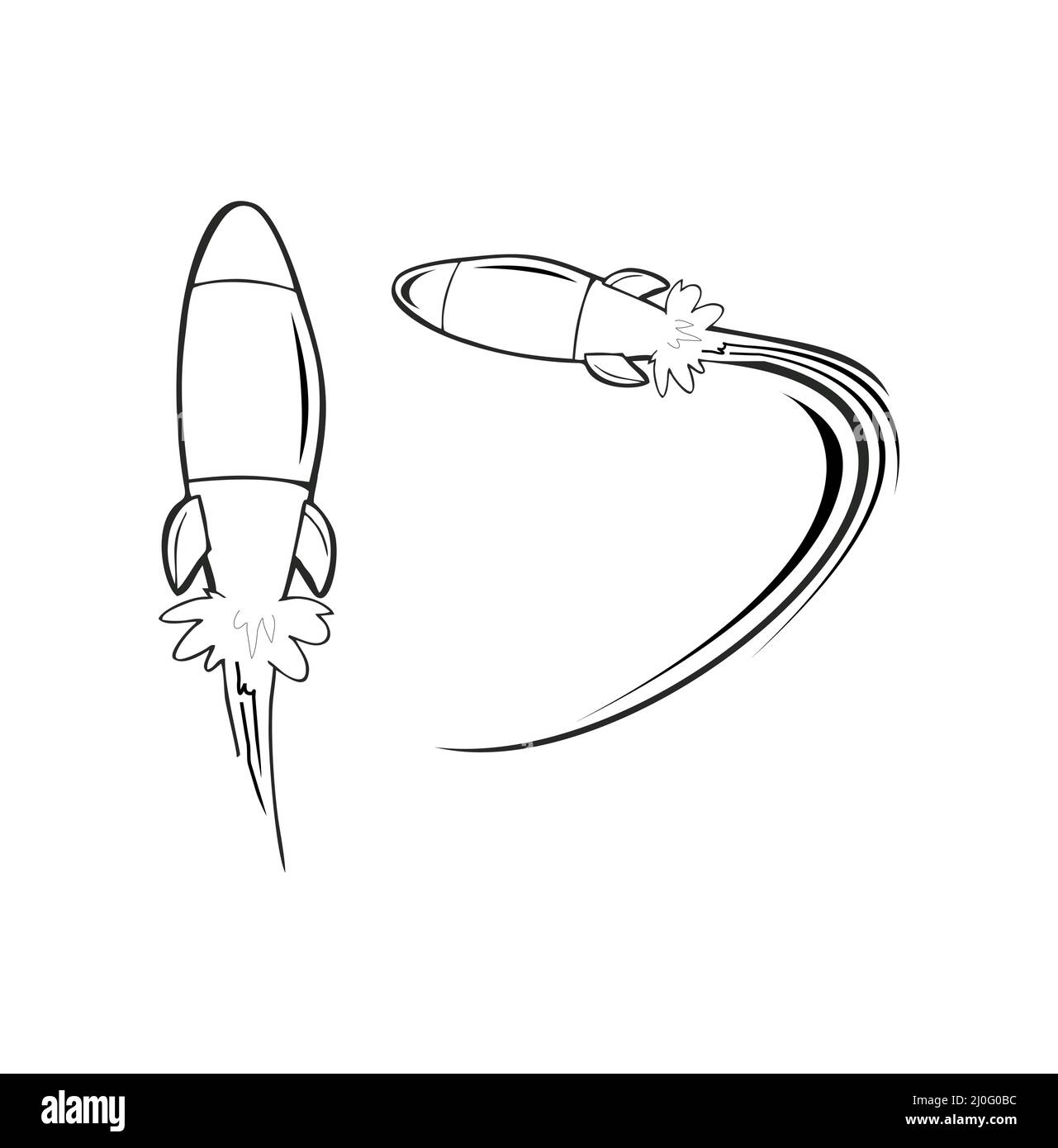 A vector Illustration set of Hand Drawn Rocket Fire Illustration Stock ...