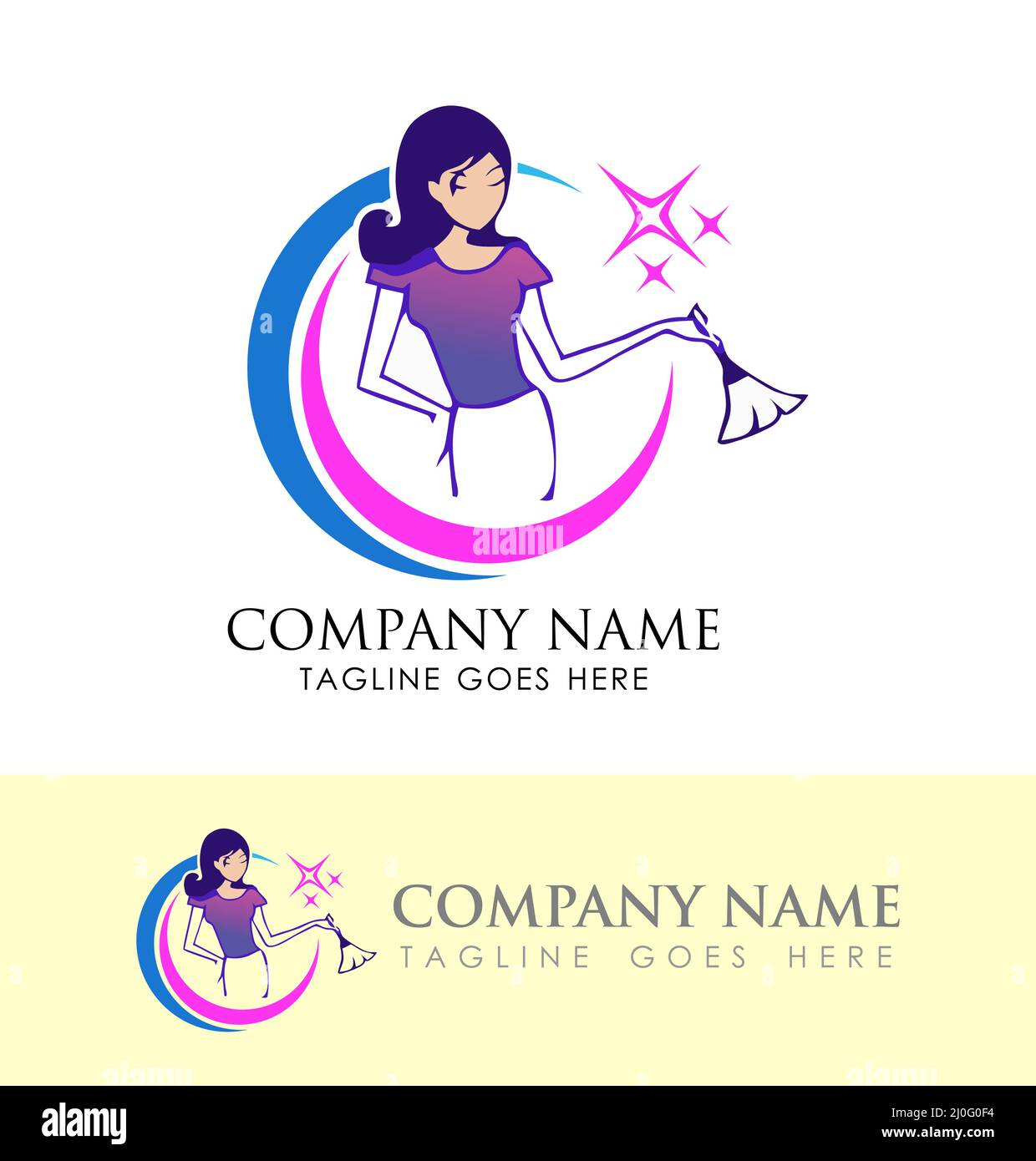 A vector illustration set of Housekeeper Maid Logo Sign Stock Vector ...