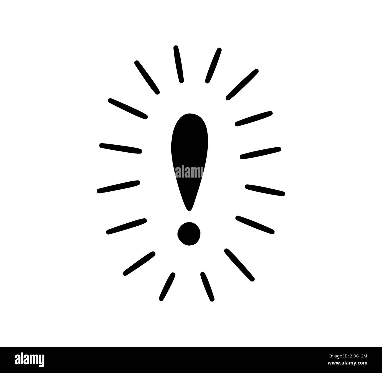 Hand drawn exclamation mark. Hazard warning hand draw symbol. Attention ...