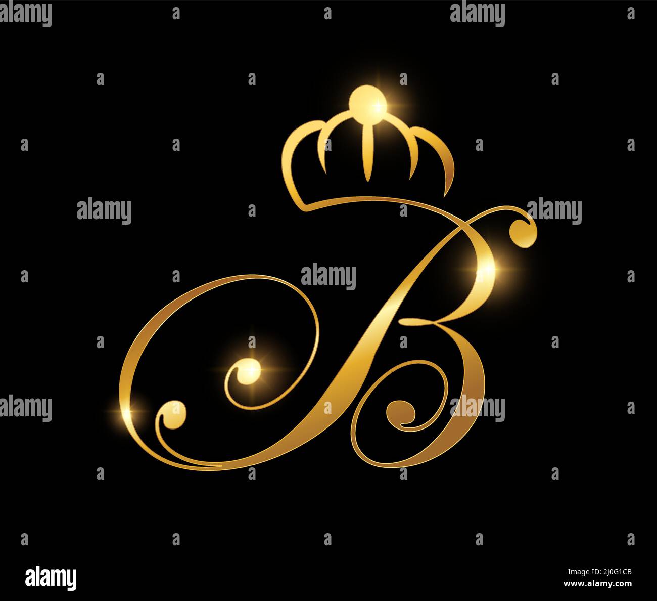 A vector illustration of Golden Crown Monogram Initial Logo Letter B ...