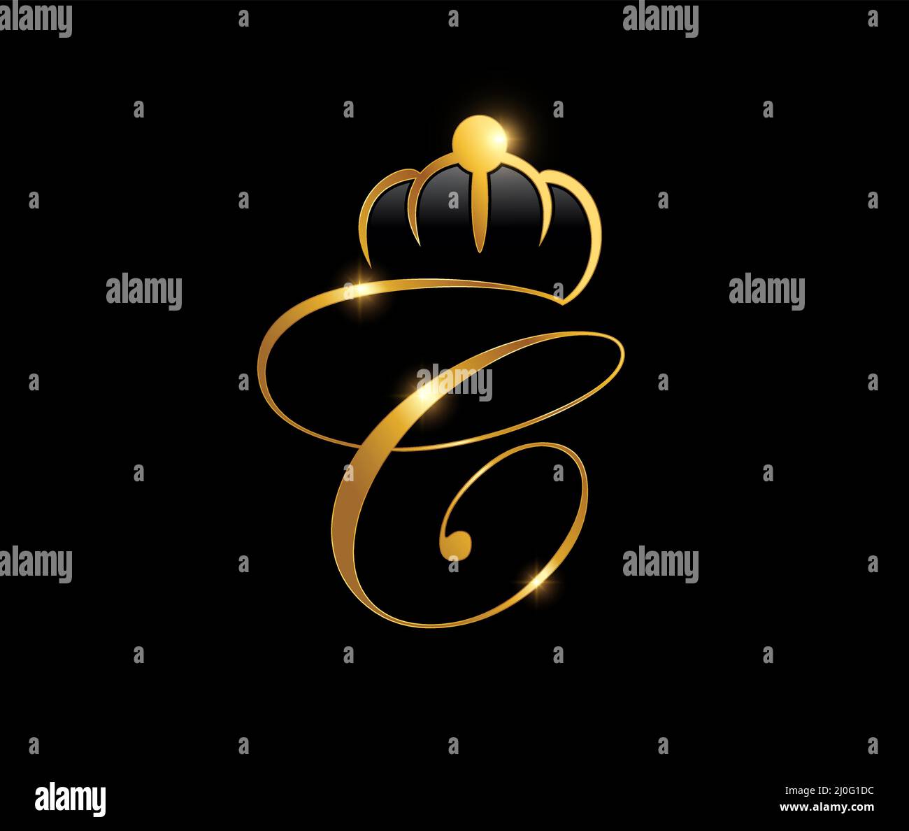 A vector illustration of Golden Crown Monogram Initial Letter C Stock ...