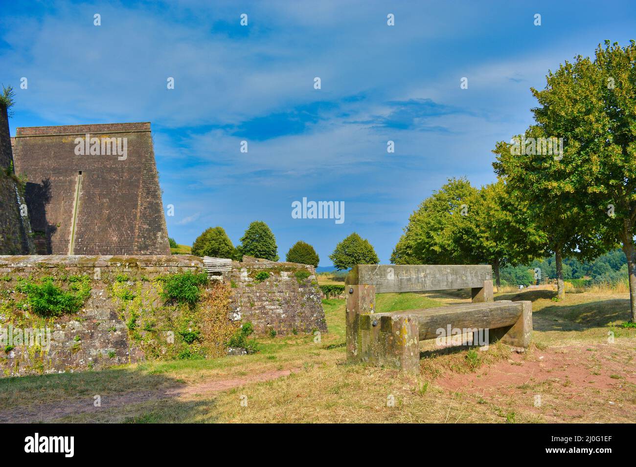 The famous Launston Castle in France under a clear sky Stock Photo - Alamy