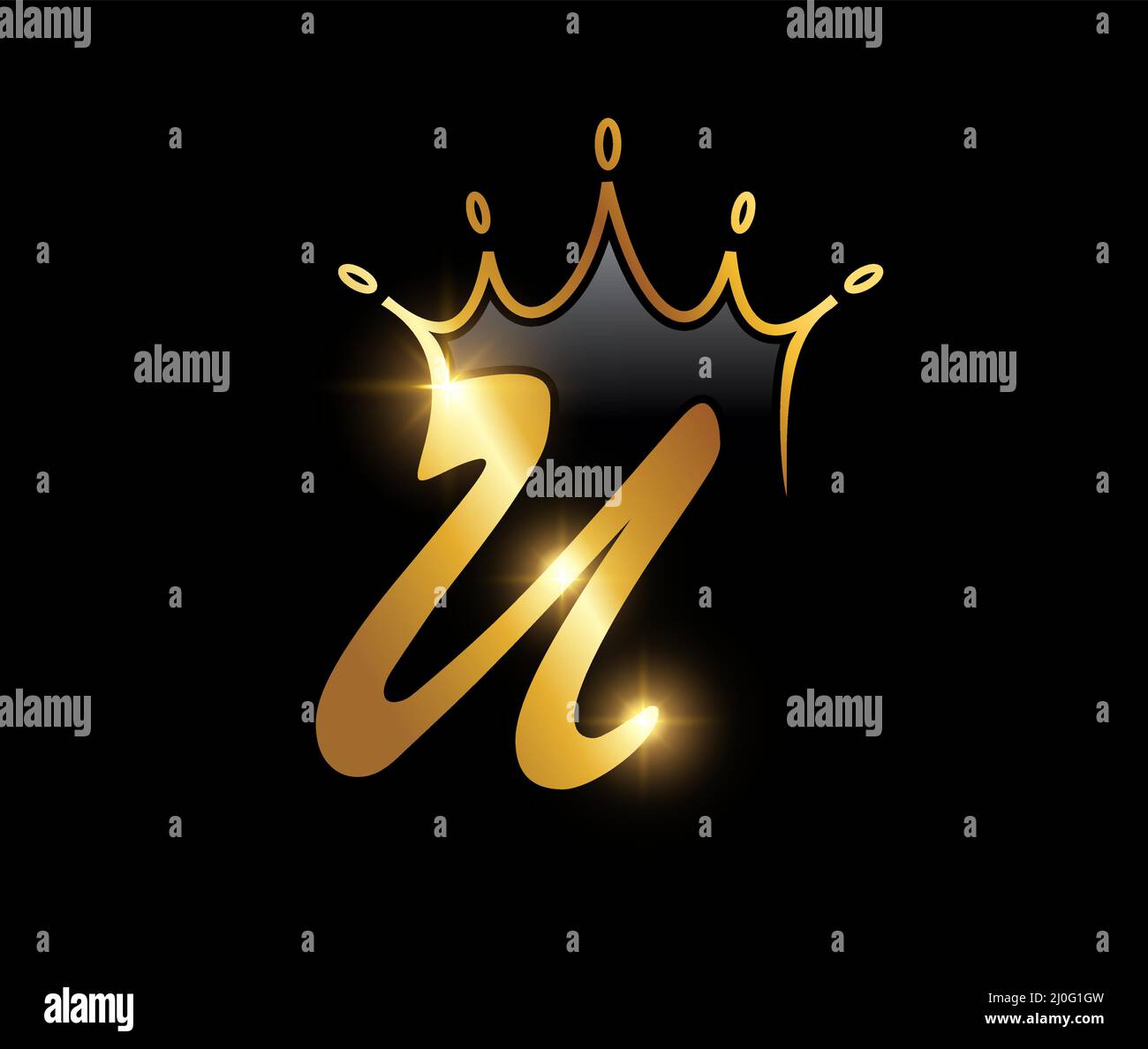 A vector illustration of Golden crown Monogram Logo Initial Letter U ...