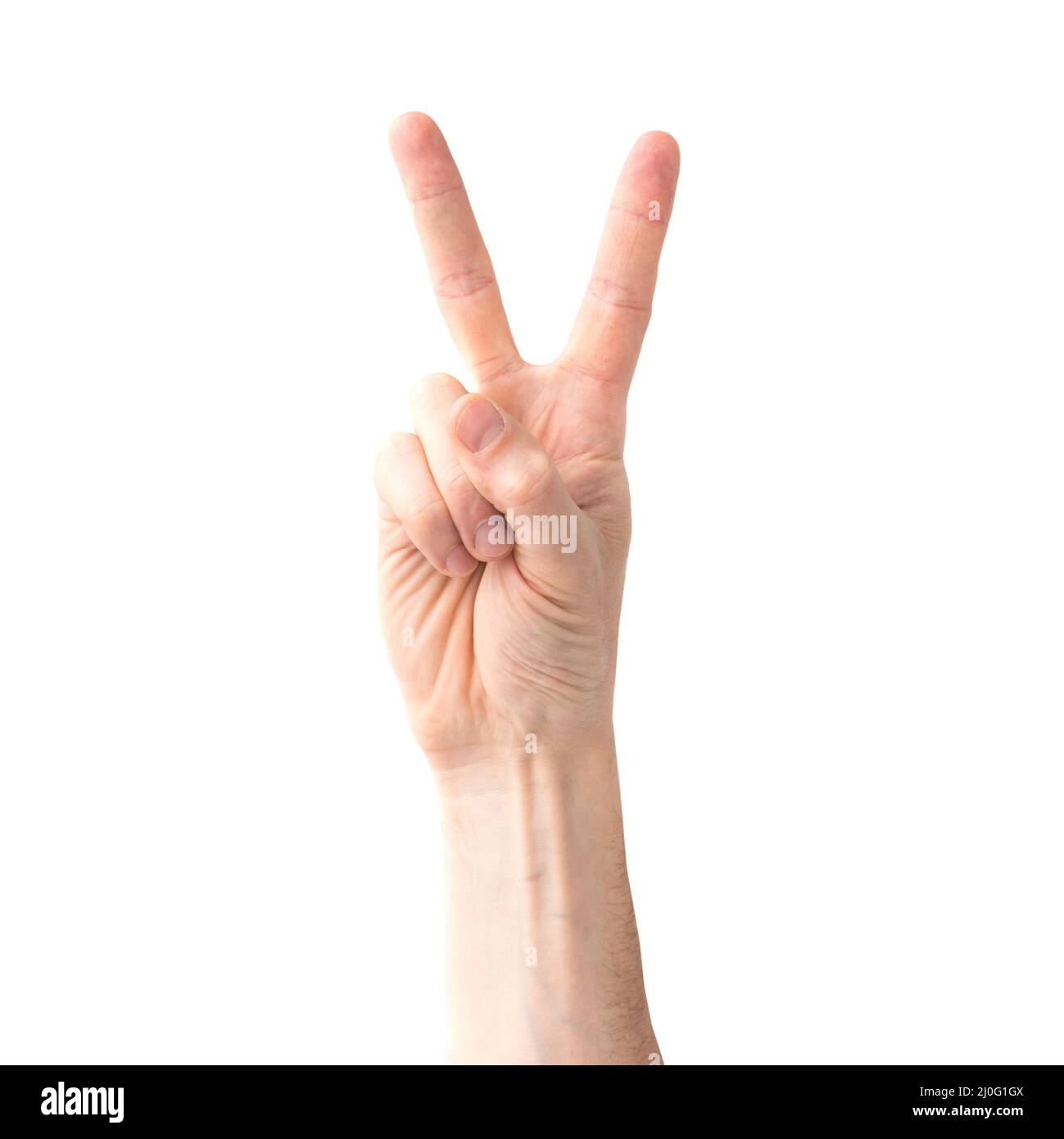 Open hand and victory symbol Stock Photo - Alamy