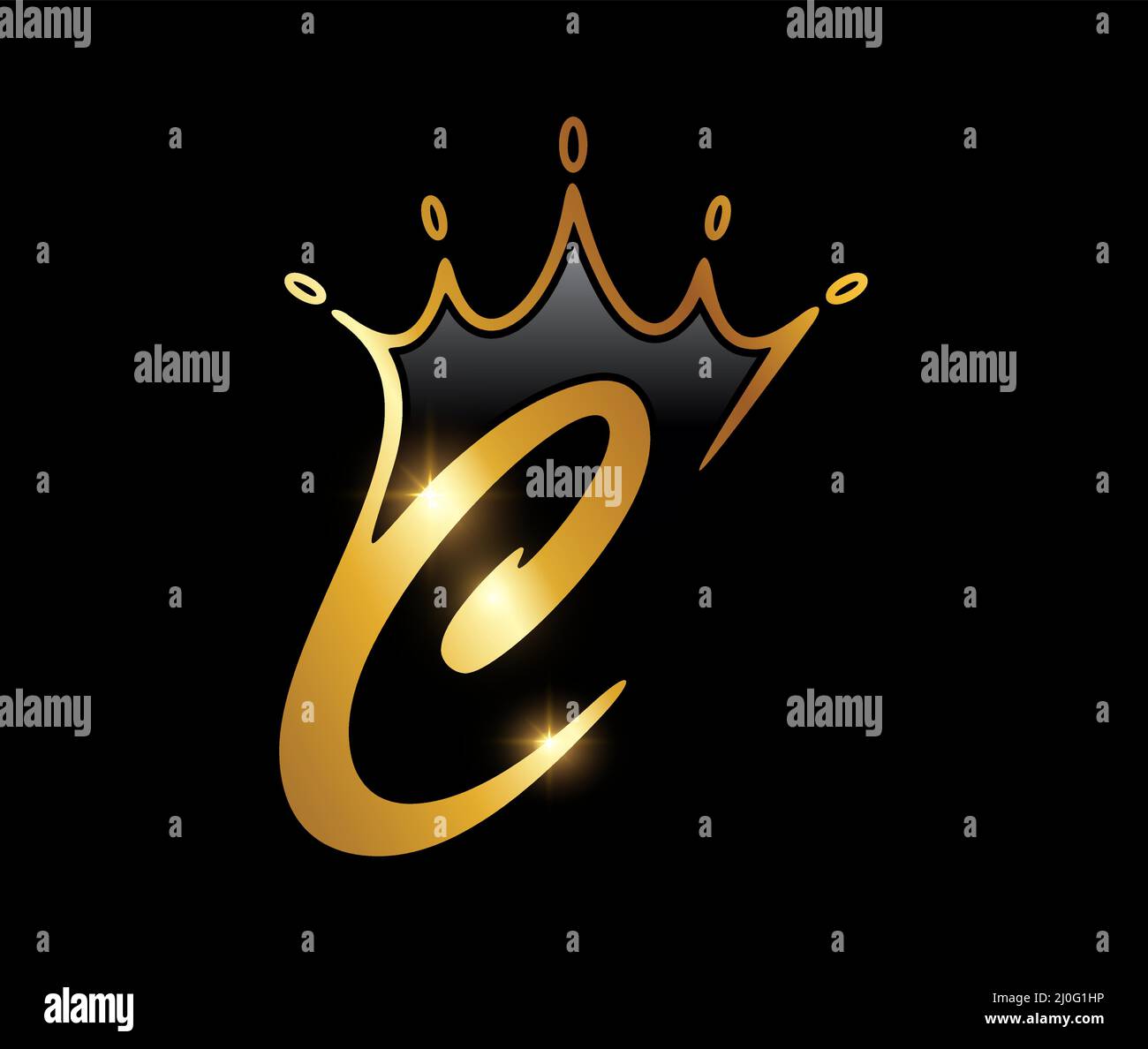 A vector illustration of Golden Crown Monogram Initial Letter C Stock ...