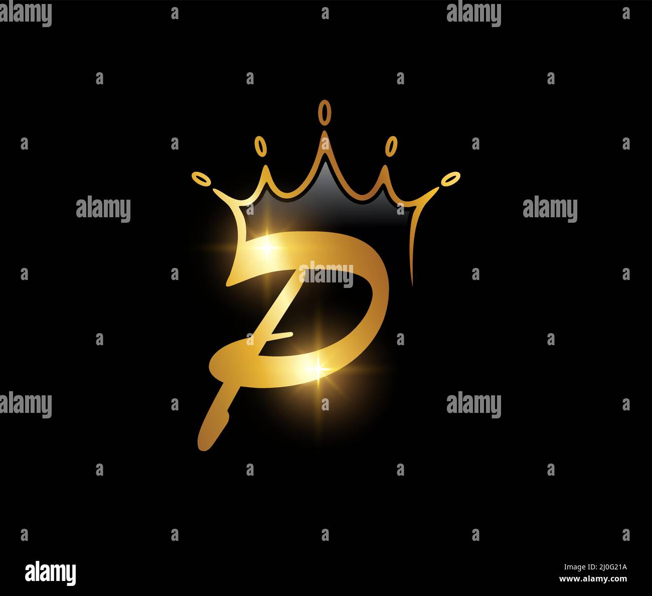 A vector illustration of Golden crown Monogram Logo Initial Letter P ...