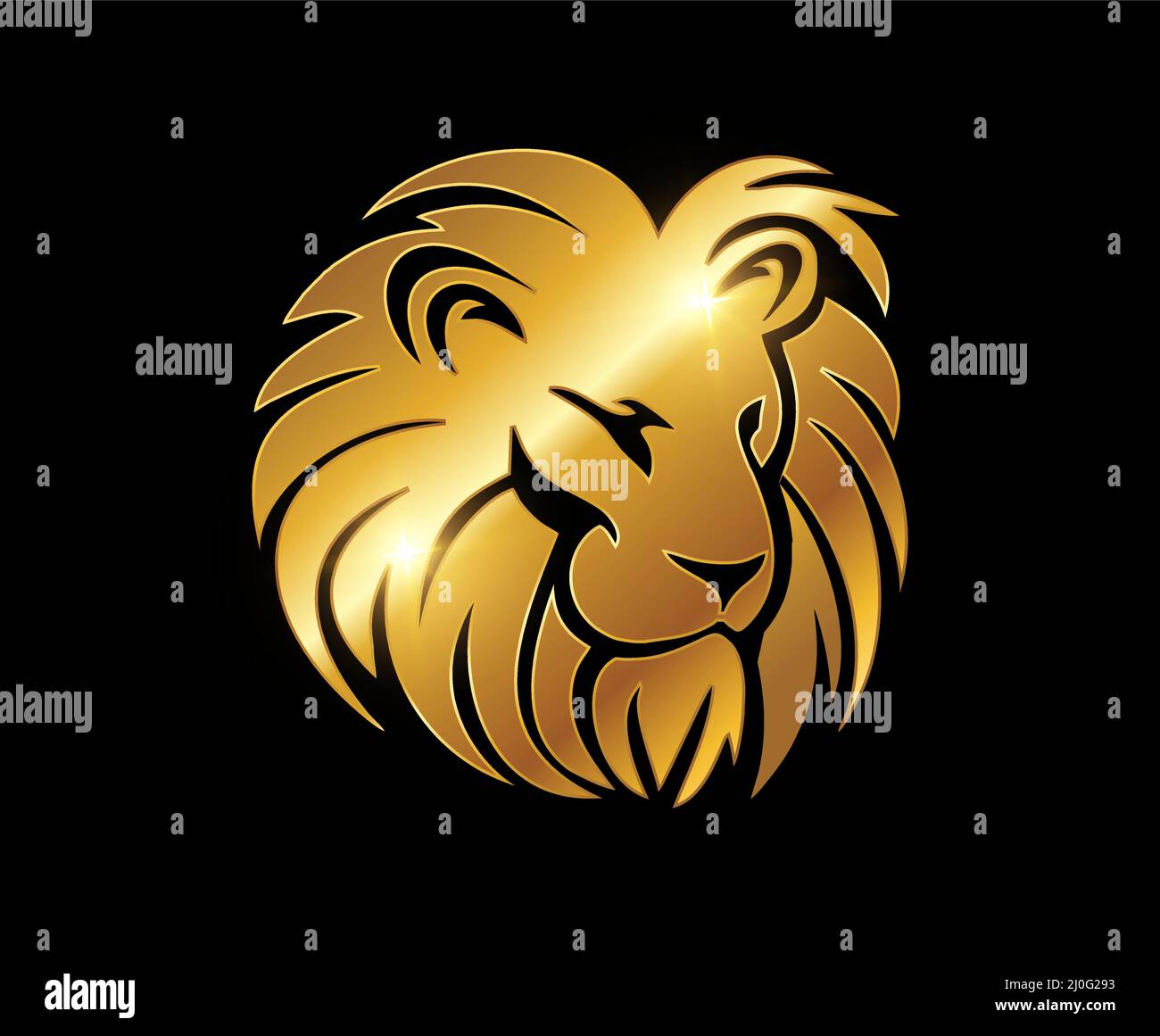 A vector illustration of Golden Lion Head Vector Logo Sign Stock Vector ...