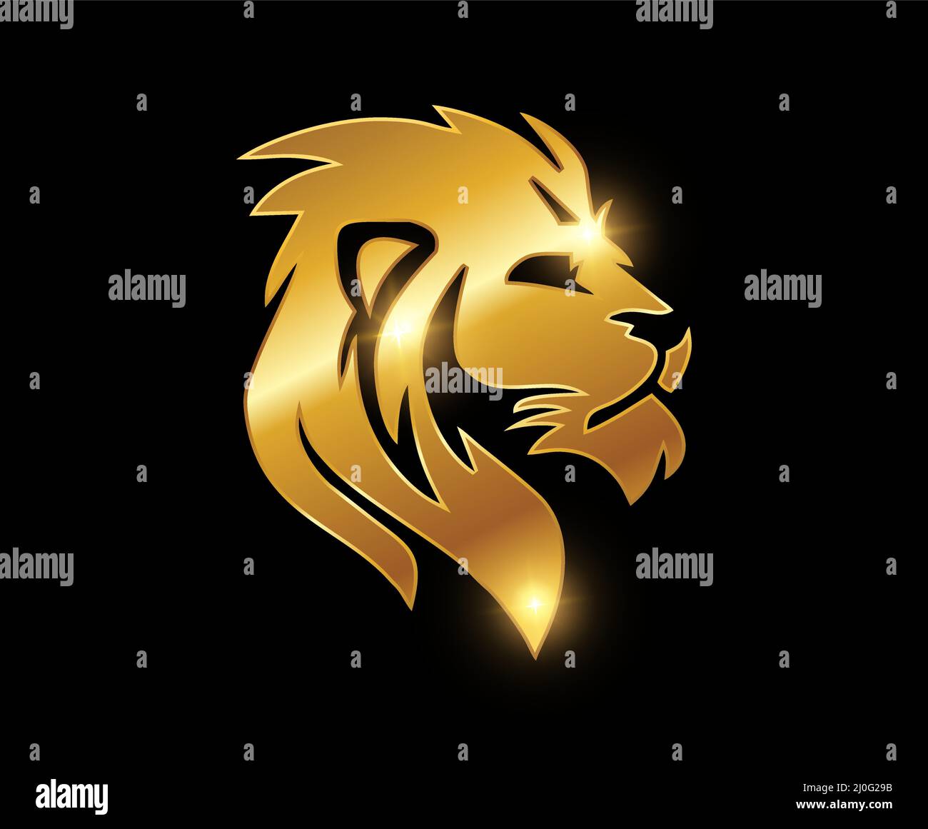 A vector illustration of Golden Lion Head Vector Logo Sign Stock Vector ...
