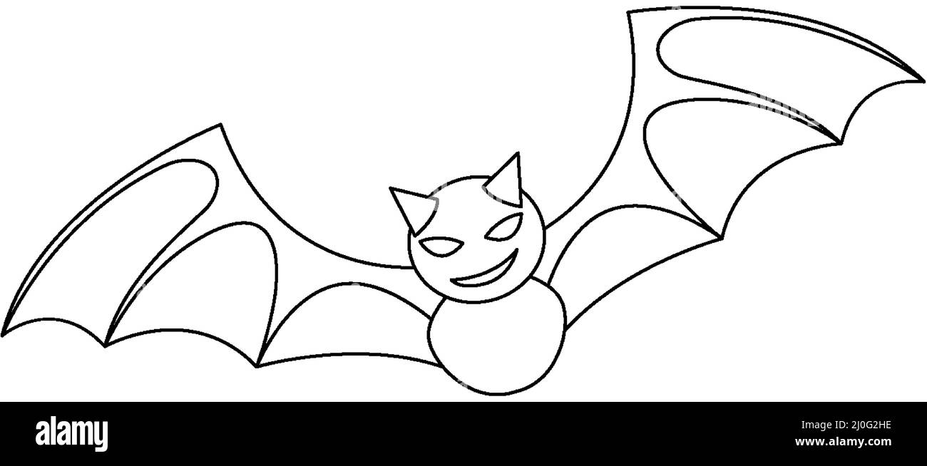 Bat doodle outline for colouring illustration Stock Vector Image & Art ...