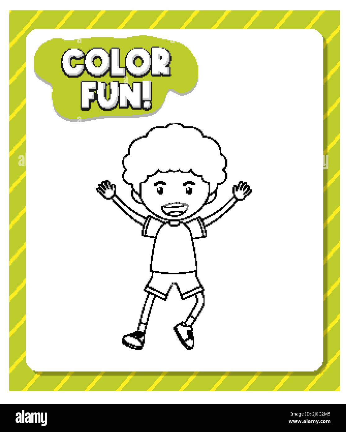 Worksheets template with color fun! text and boy outline illustration ...