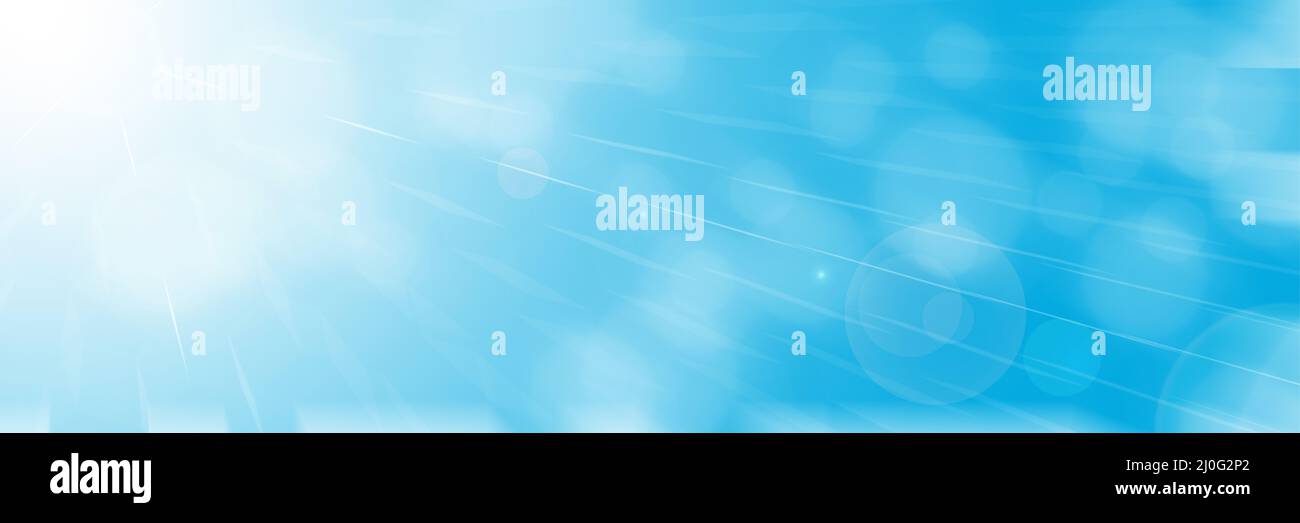 Blue photographic background with a side effect and sun rays in a ...