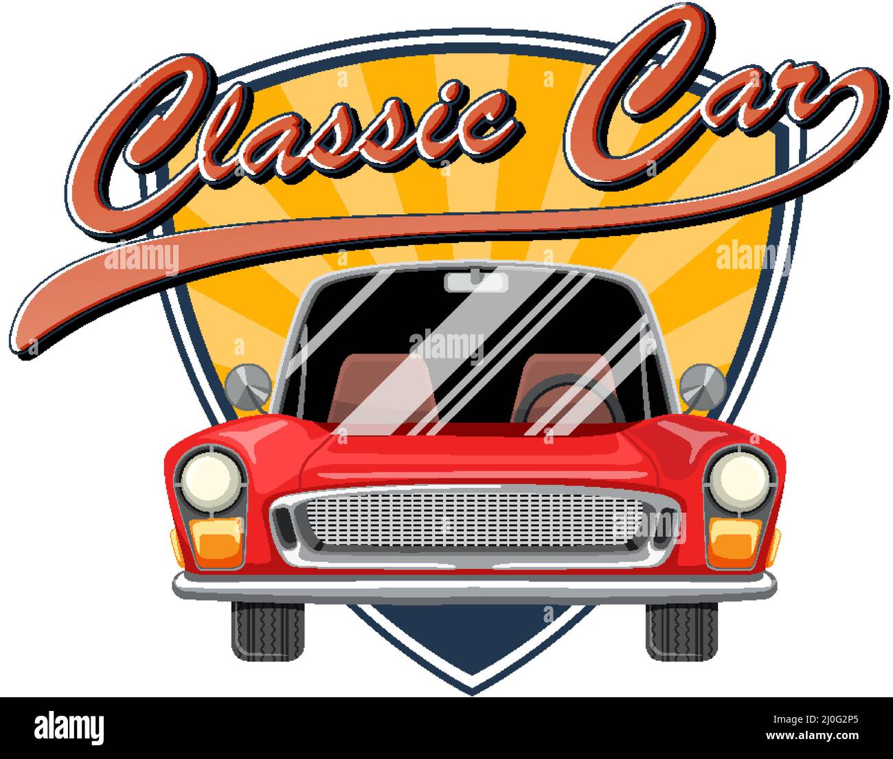 The classic car concept with old car front view illustration Stock ...